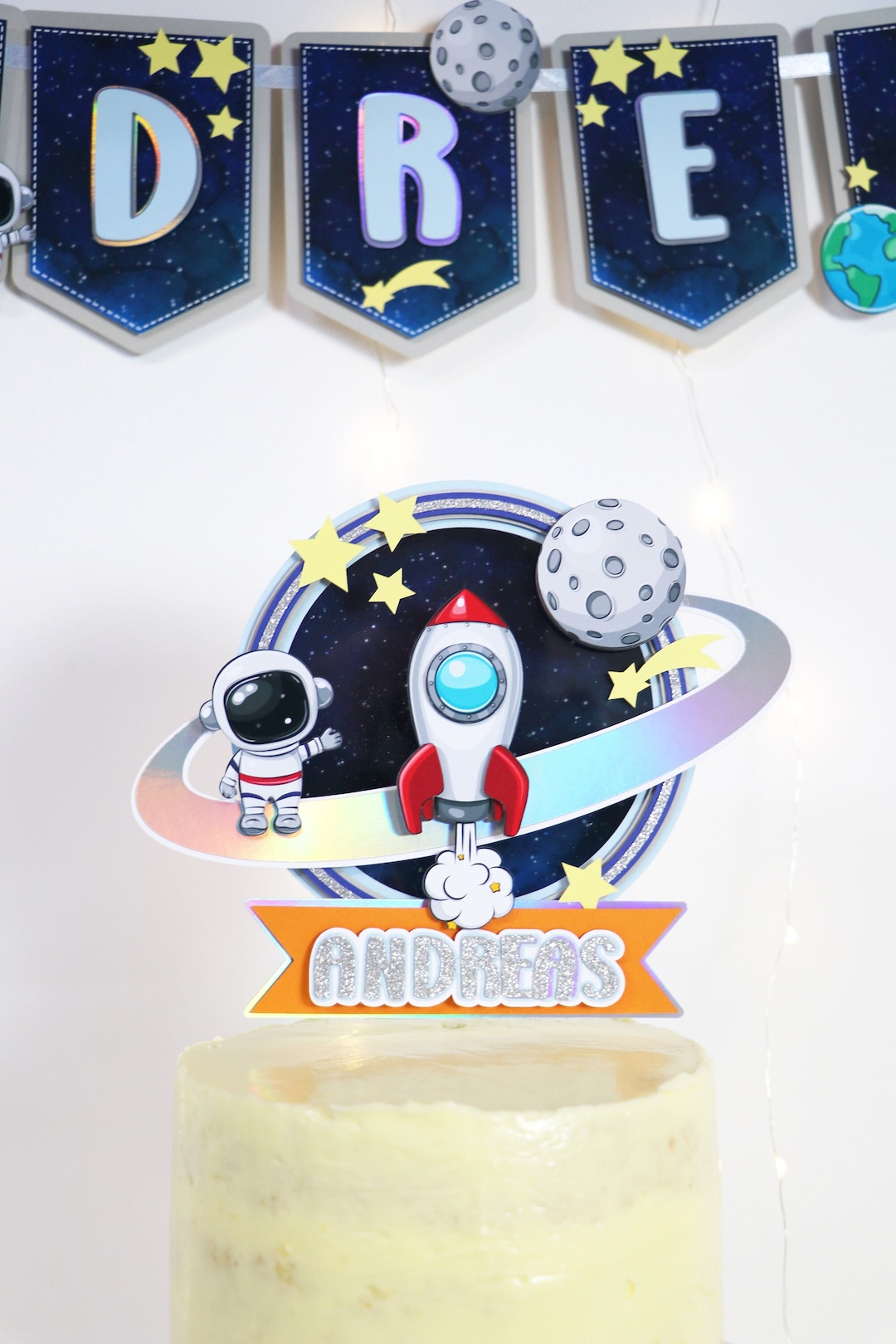 Outer Space Cake Topper, Astronaut Party Decor, Rocket Cake Topper ...