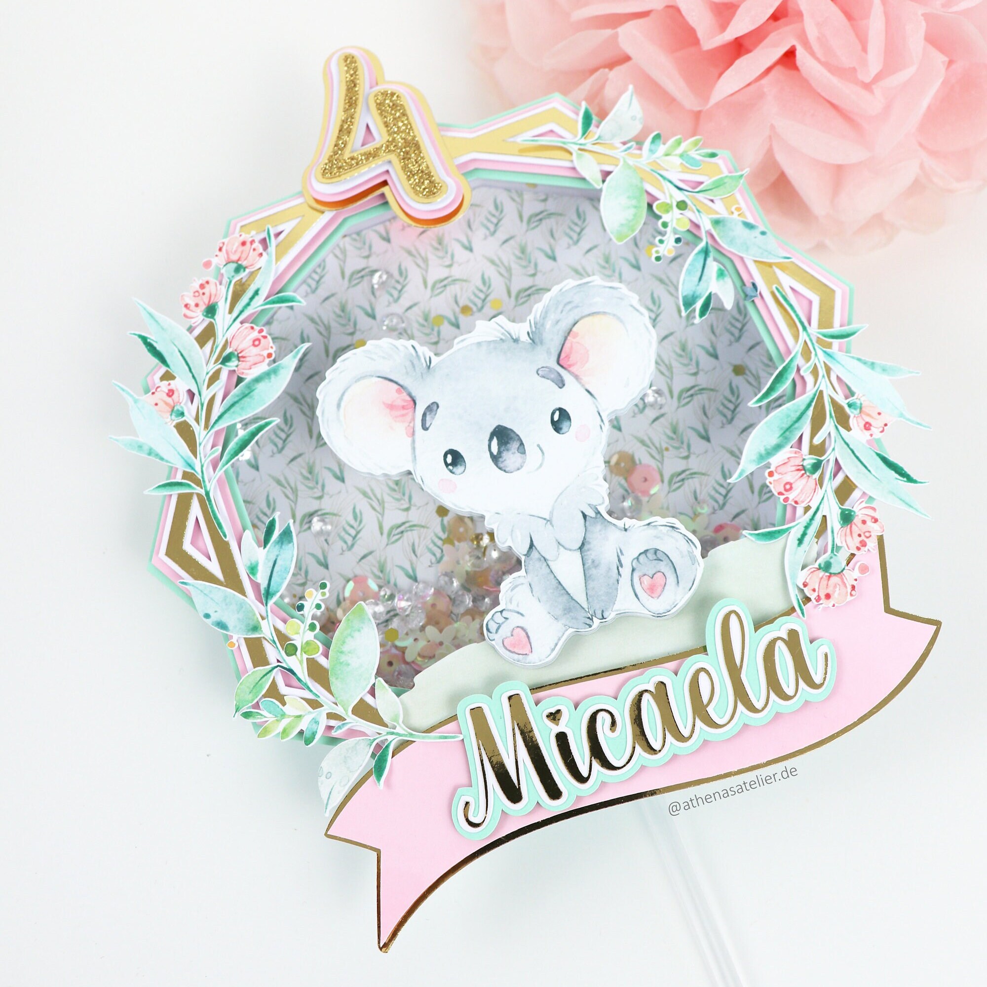 Koala Cake Topper, Name Cake Topper, Personalized Cake Topper, Baby ...