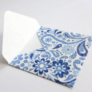 Floral Blue and White Mini Envelopes, Handmade Envelopes, Square ...
