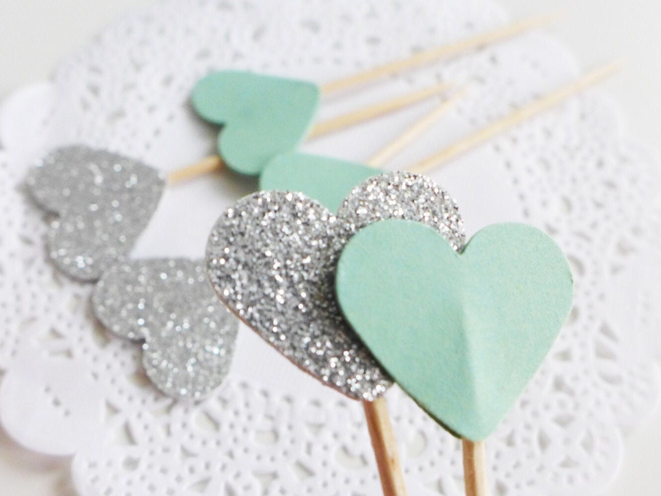 Silver and Mint Cupcake Toppers, Gender Neutral Baby Shower, Baby ...