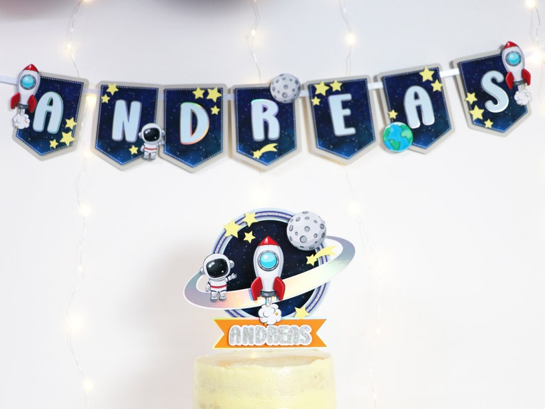 Outer Space Party Banner Astronaut Party Decor Rocket - Etsy