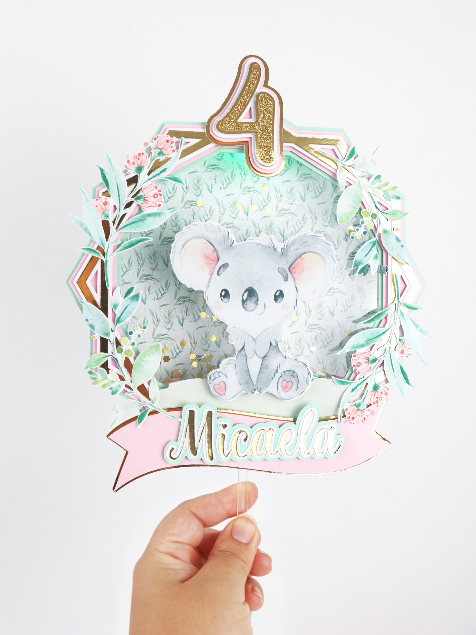 Koala Cake Topper, Name Cake Topper, Personalized Cake Topper, Baby ...