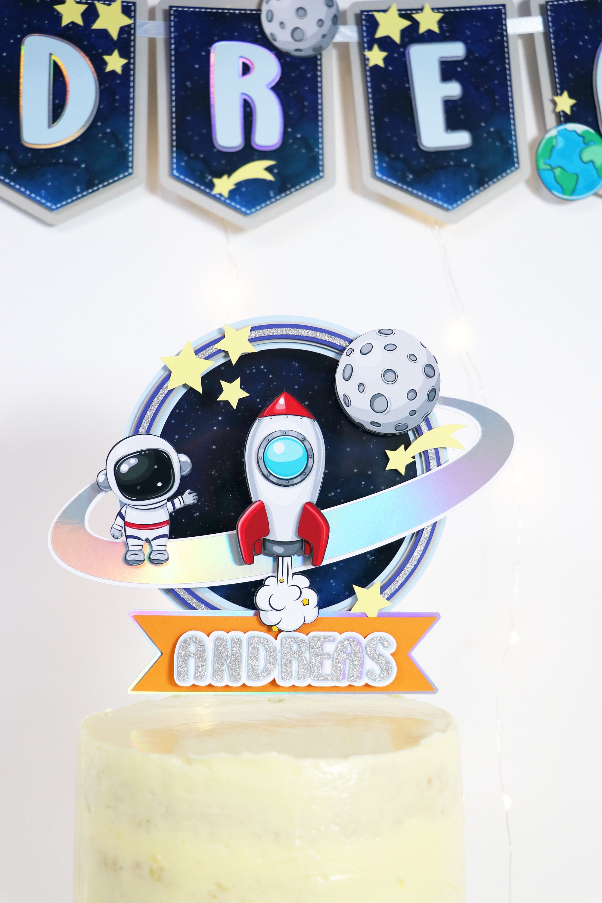 Outer Space Cake Topper Astronaut Party Decor Rocket Cake - Etsy