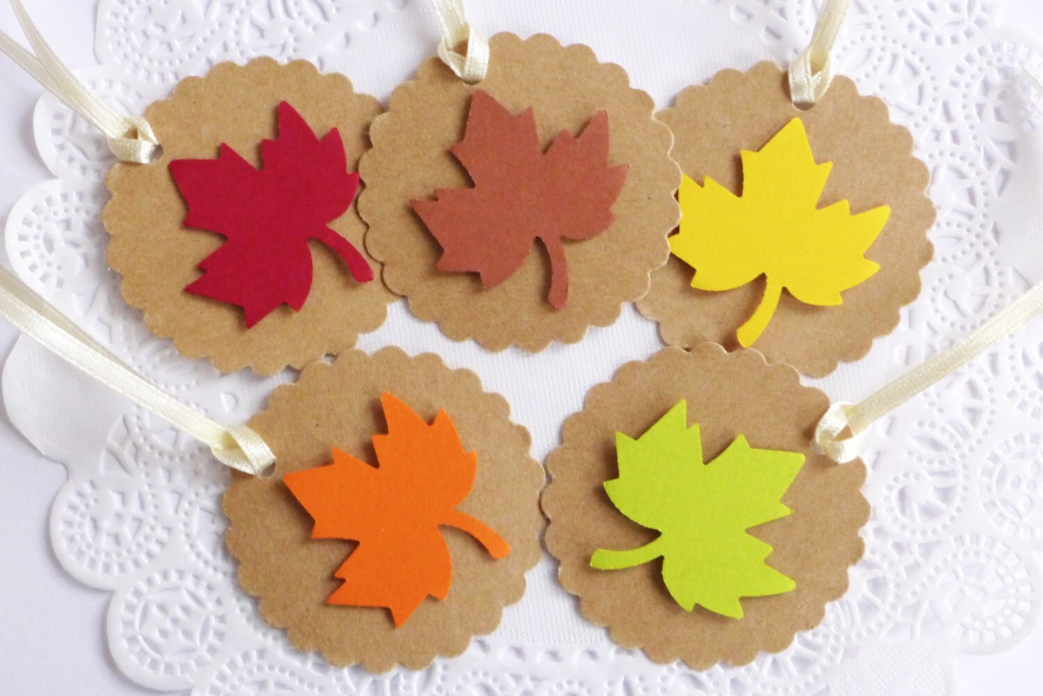 Autumn Leaf Tags Scallop Tags Fall in Love Bridal Shower - Etsy
