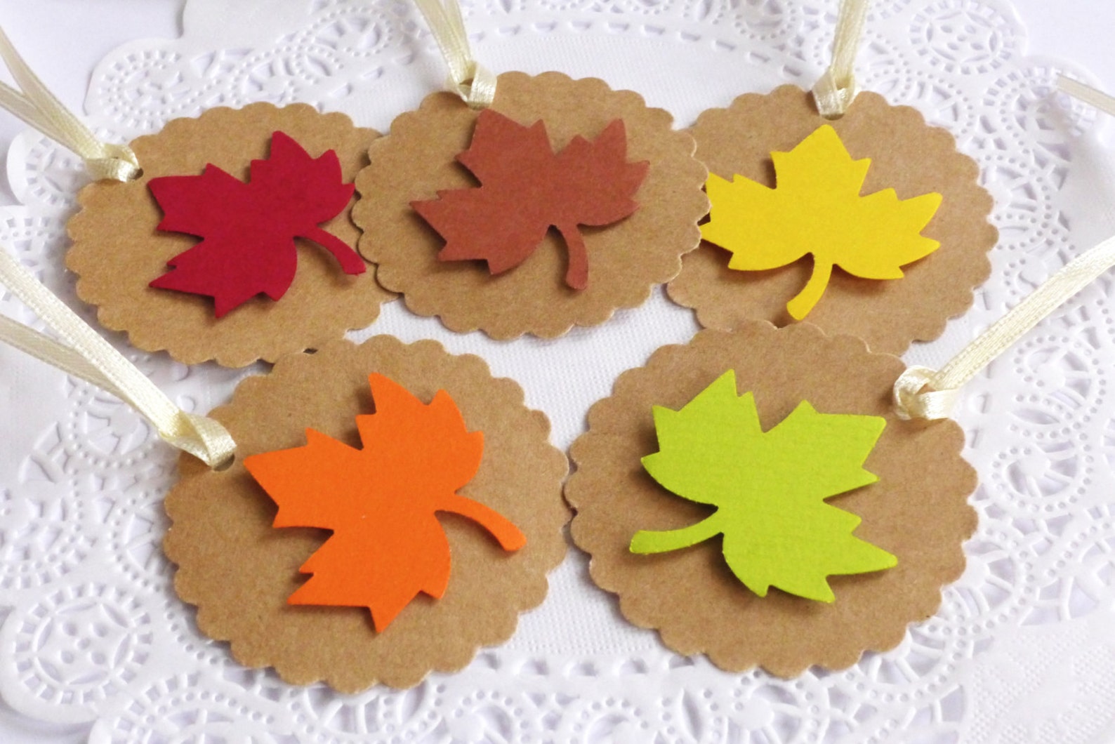 Autumn Leaf Tags Scallop Tags Fall in Love Bridal Shower - Etsy