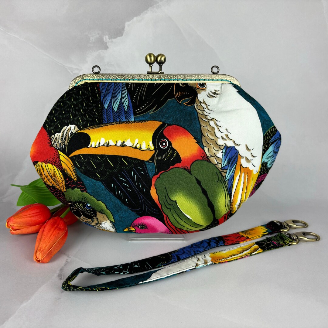 Handmade Birds Medium Frame Clutch Bag, Detachable Shoulder Strap - Etsy