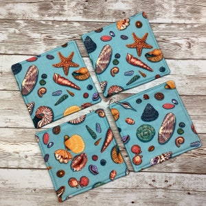 Sea Shells Fabric Coasters, Set of 4, Handmade - Etsy