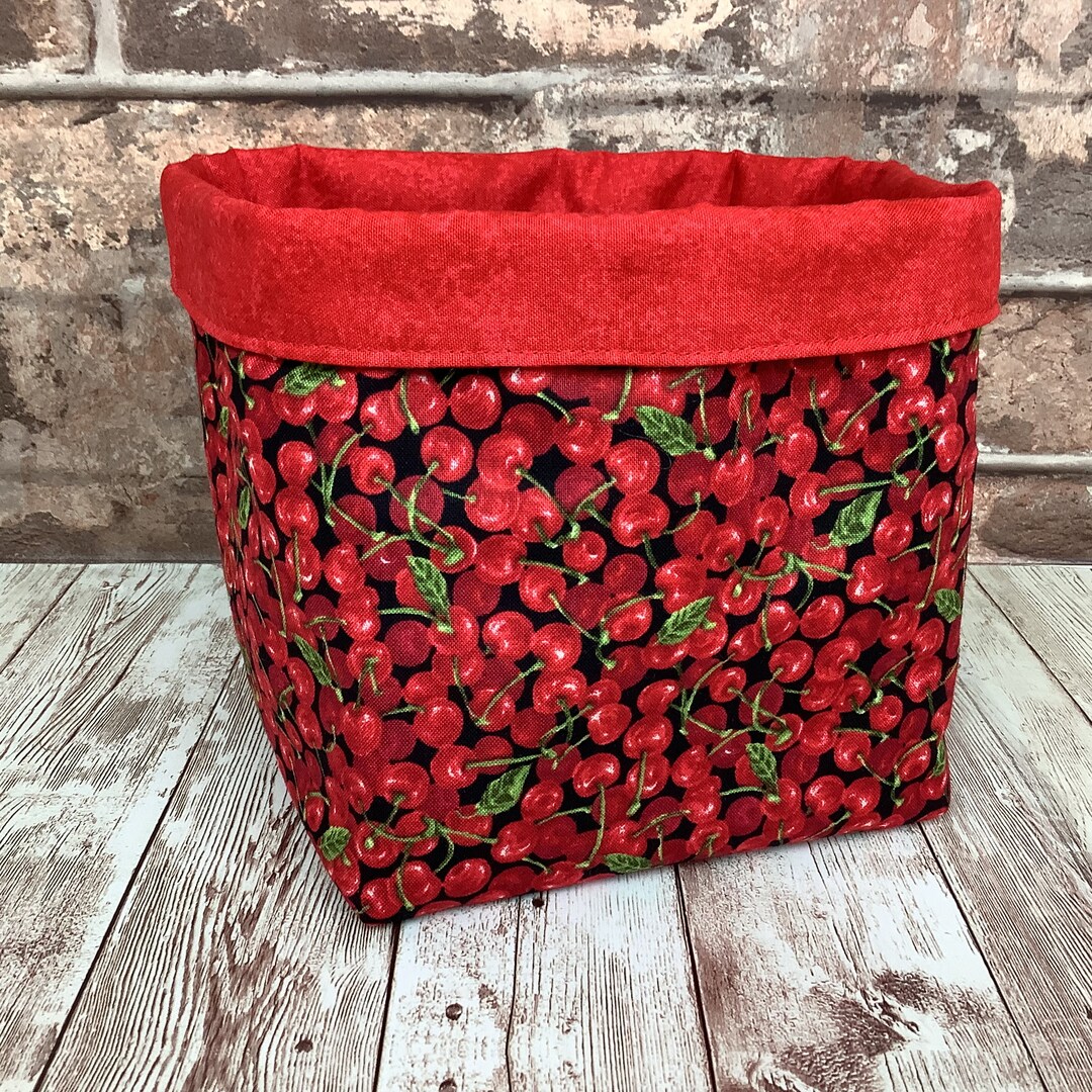 Cherry Fabric Basket Cherries Storage Bin Fabric Box - Etsy