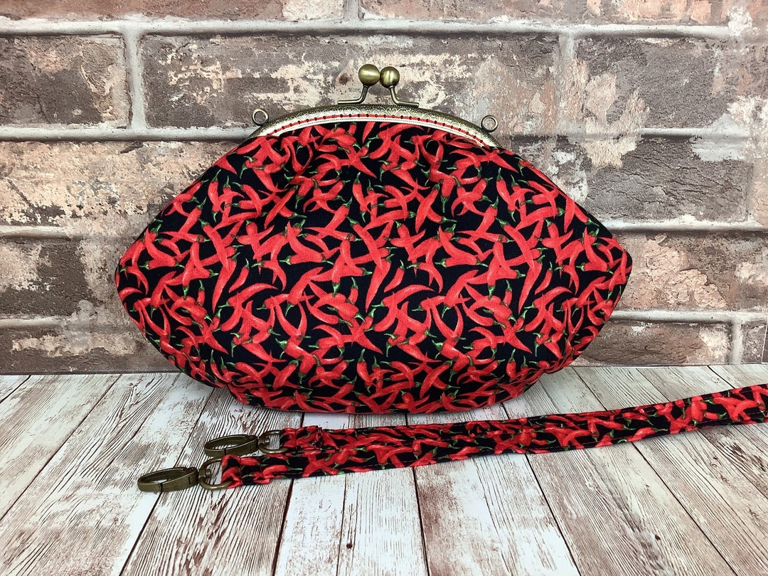 Chillis Medium Frame Clutch Bag, Chilli Peppers Clutch Purse, Red Frame ...