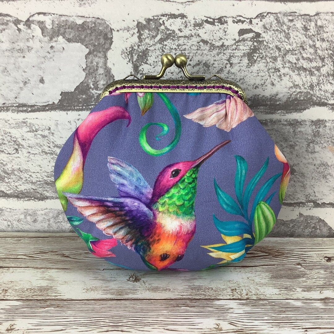 Hummingbird Frame Coin Purse, Birds Fabric Coin Purse, Tropical Change ...