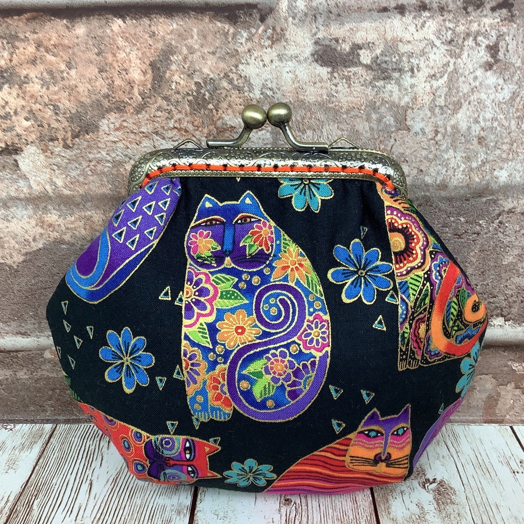Cats Frame Coin Purse Kitty Fabric Coin Purse Kiss Lock - Etsy