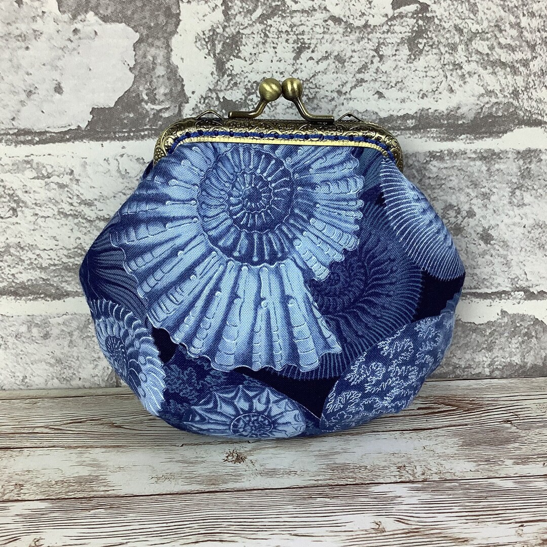 Ammonites Frame Coin Purse, Fossils Fabric Coin Purse, Kiss Lock ...
