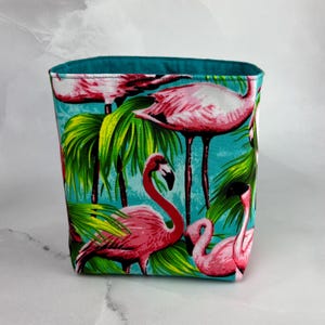 Flamingos Fabric Basket, Tropical Storage Bin, Handmade - Etsy