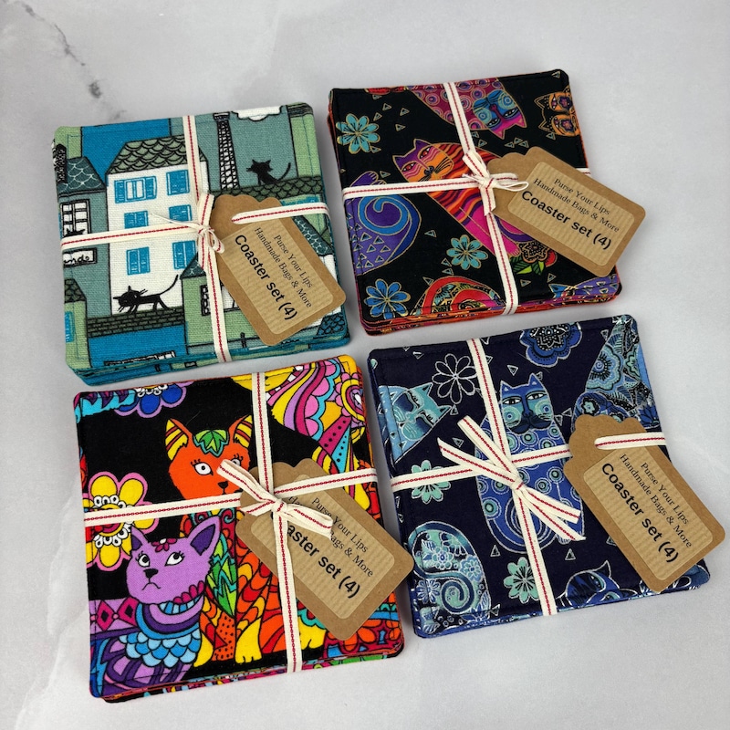 Fabric Cat Coasters - Etsy
