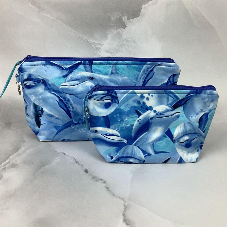 Dolphins Zip Bag, Dolphin Zip Case, 2 Size Options, Handmade - Etsy