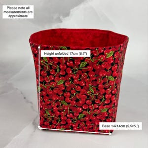 Cherry Fabric Basket, Cherries Storage Bin, Handmade - Etsy