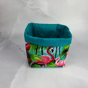 Flamingos Fabric Basket, Tropical Storage Bin, Handmade - Etsy
