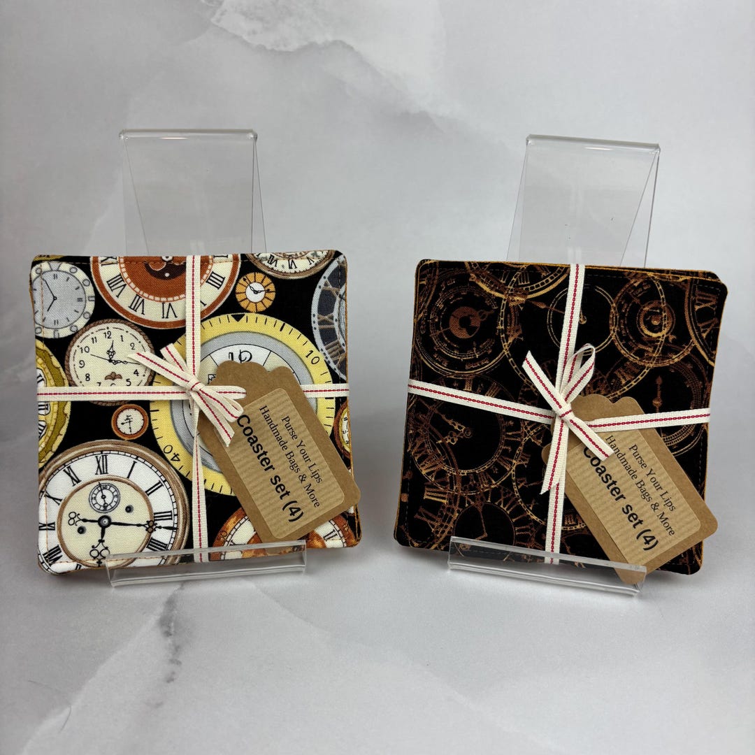 Handmade Clocks Fabric Coasters, Set of 4, 2 Options - Etsy