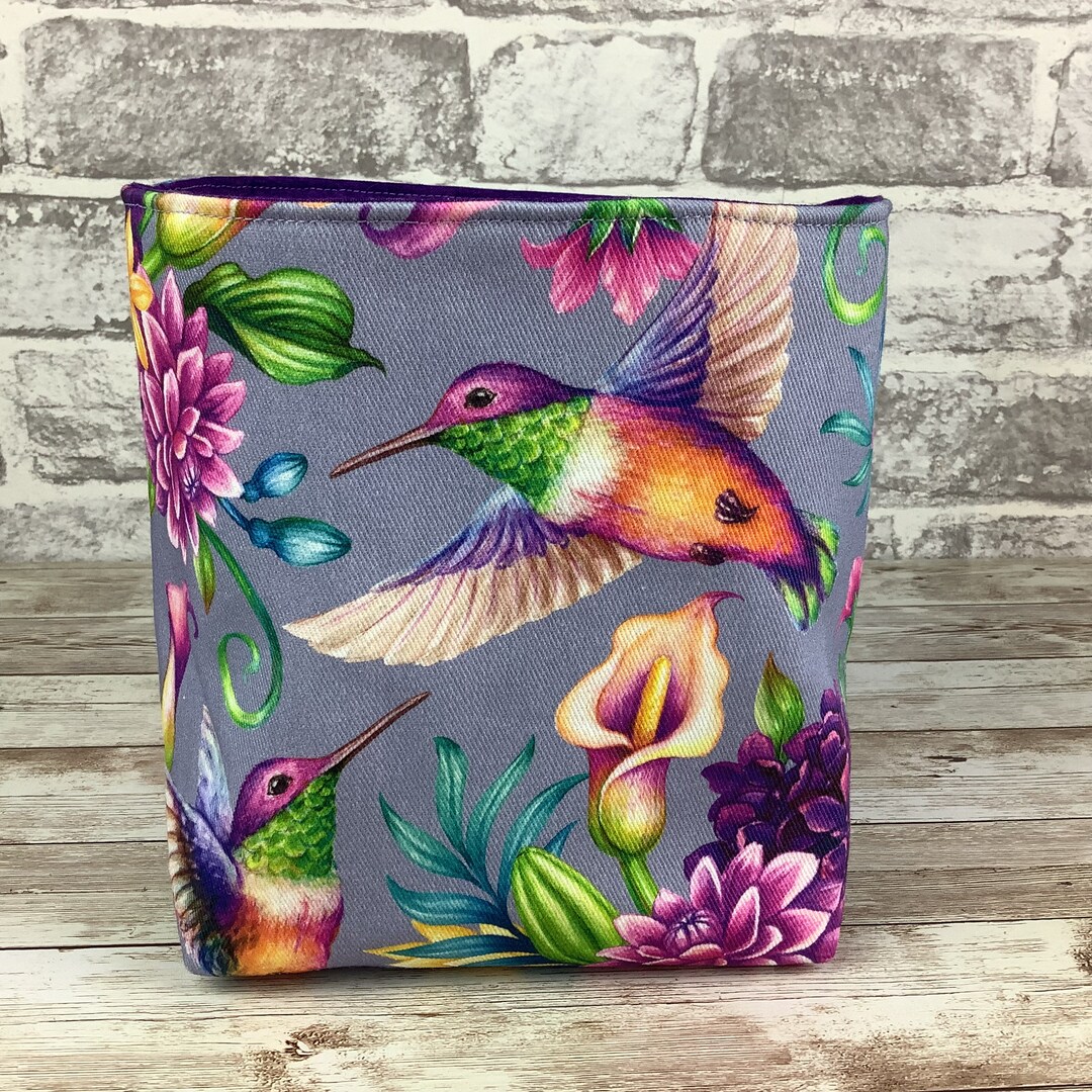 Hummingbirds Fabric Basket Tropical Storage Bin Floral - Etsy