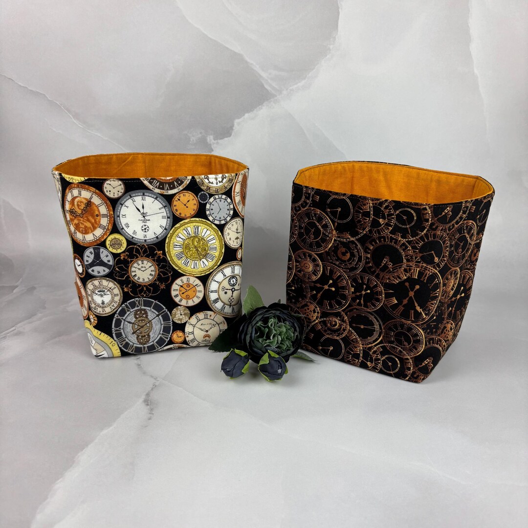 Handmade Clocks Fabric Basket, 2 Options - Etsy
