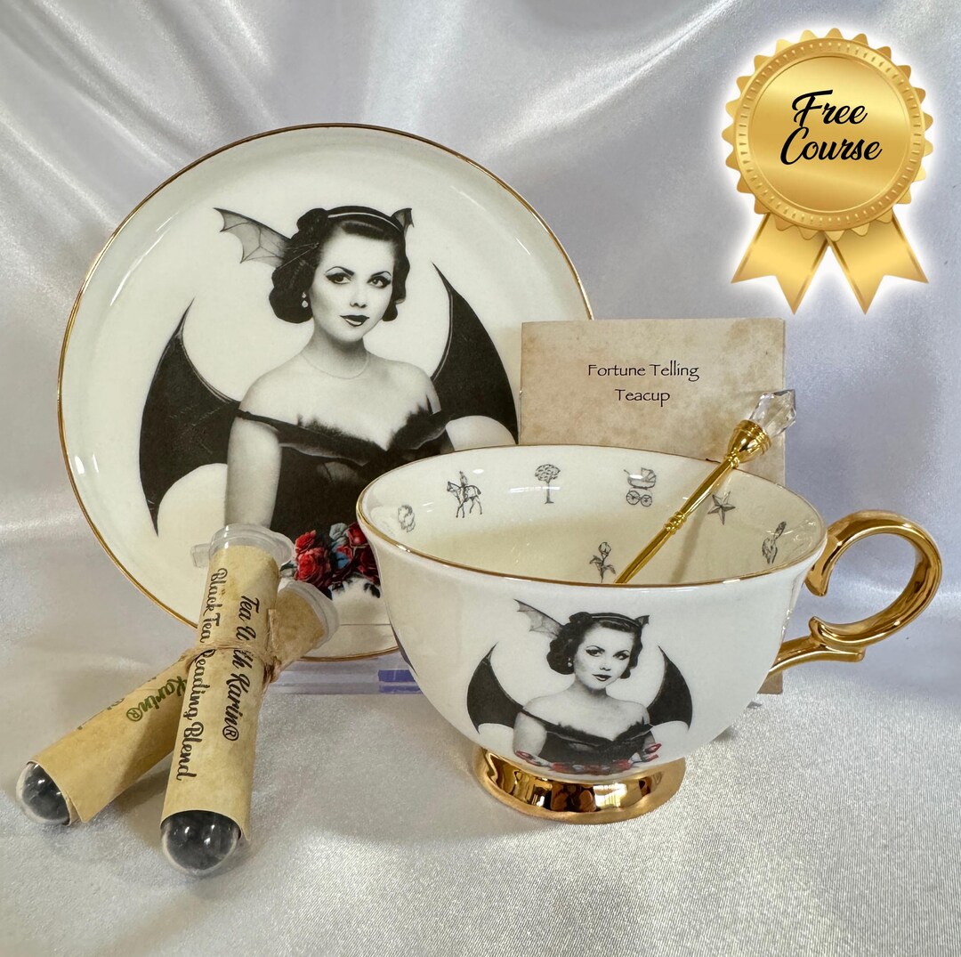 Bat Lady 5 Teacup and Saucer Set. Learn Tea Leaf Reading the Easy Way ...