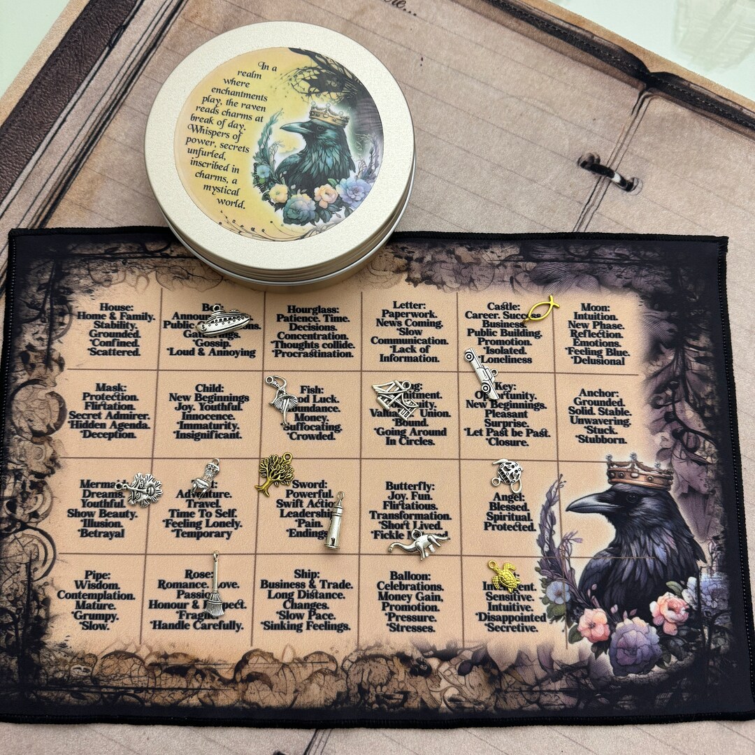 Raven King Casting Mat Use With Charms, Runes, Coins | Divination Mat ...