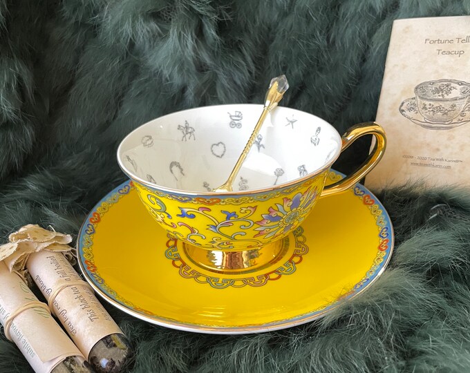 Asian Inspired Tea Cup and Saucer Set Gift Fortune Telling Teacup Tarot ...