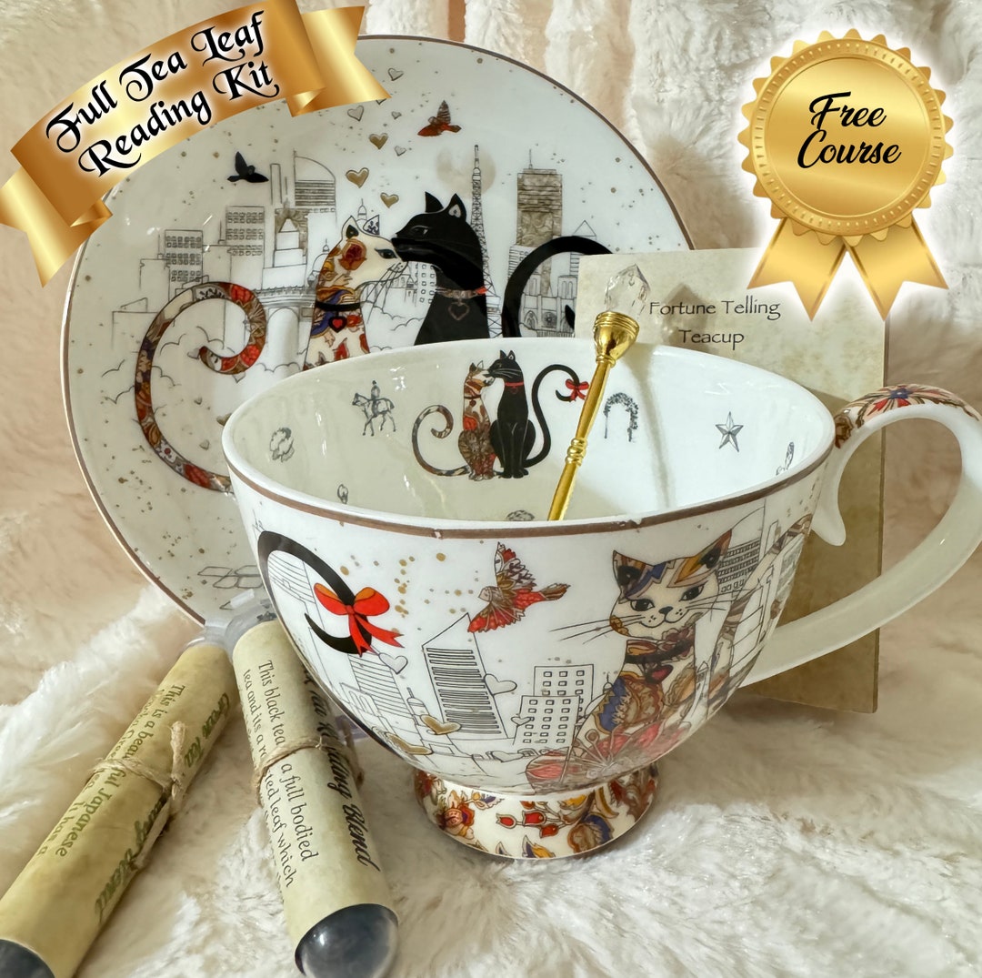 Cats Tea Leaf Reading Teacup Set. Learn to Read Tea Leaves With Our ...