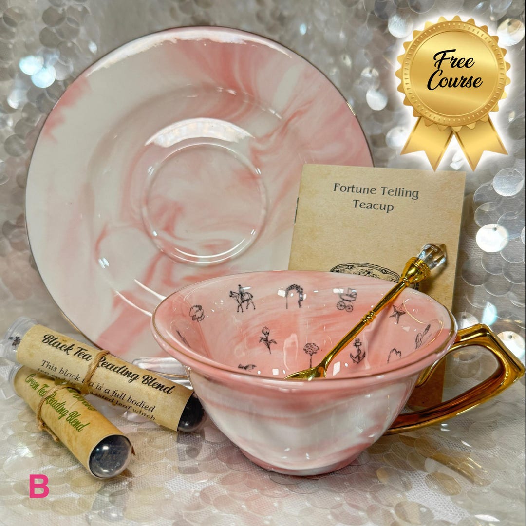 Heart Shaped Teacup and Saucer. Tea Leaf Reading Kit. Gift for ...