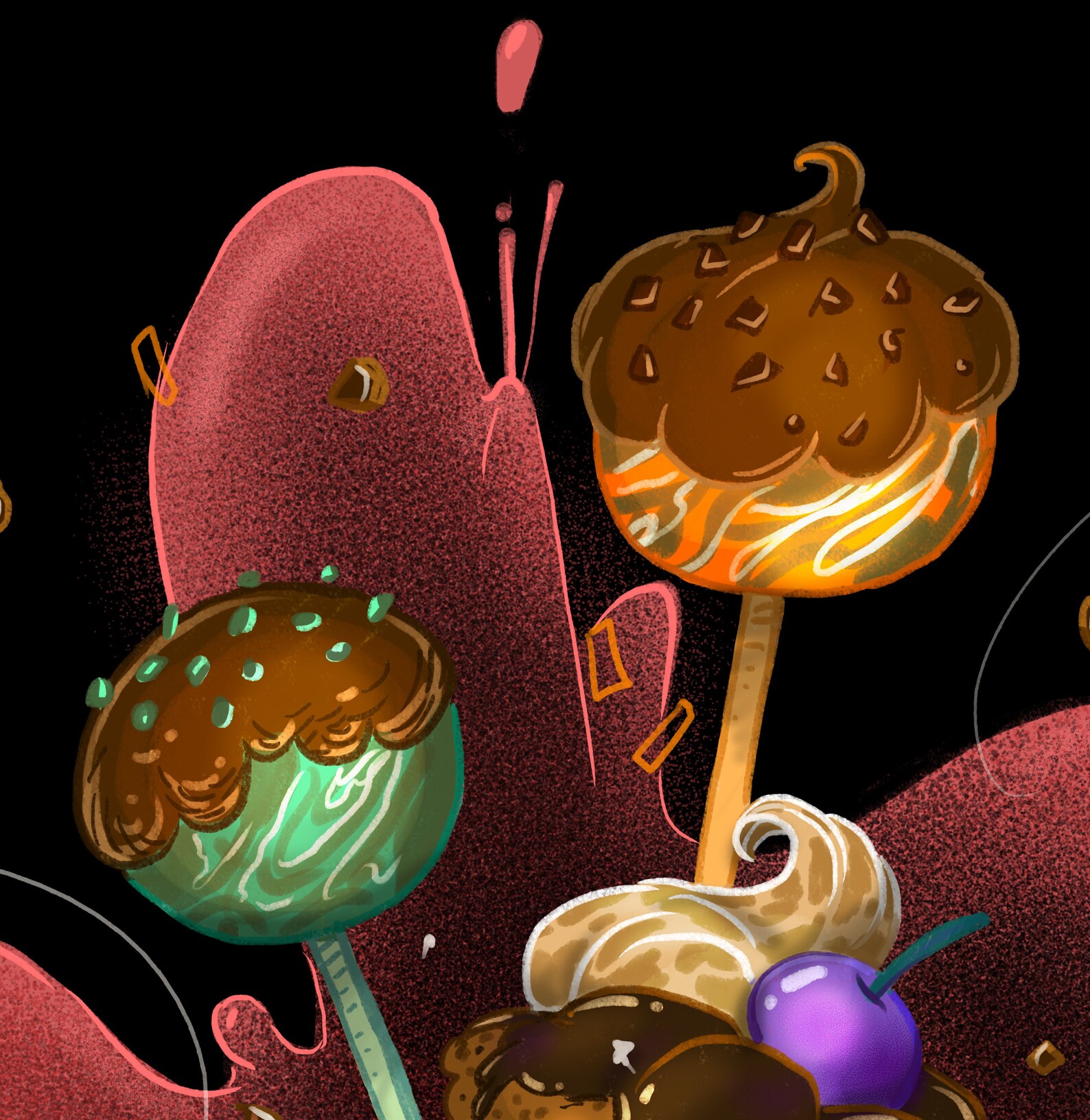 Modern Chocolate Cupcakes Candy Mural Wallpaper Illustration - Etsy