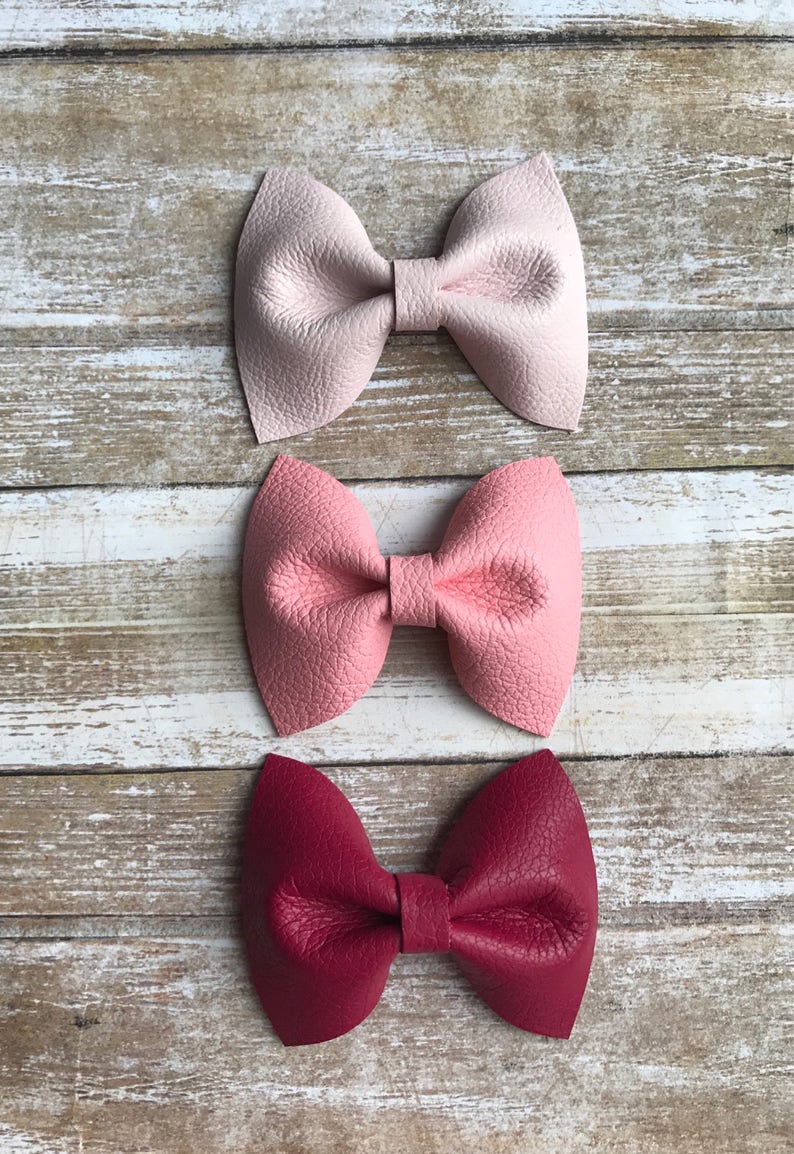 Classic Leather Bow baby bow girl bow leather bow clip | Etsy