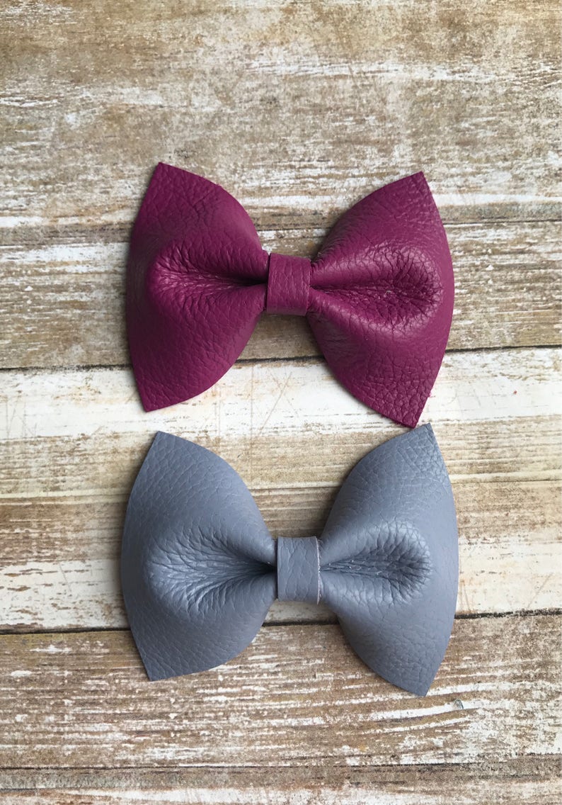 Classic Leather Bow baby bow girl bow leather bow clip | Etsy