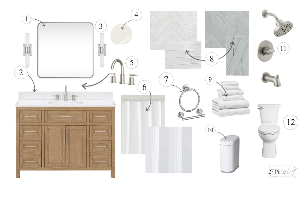 Bathroom Concept Board With Source List, Shoppable Links, Digital ...
