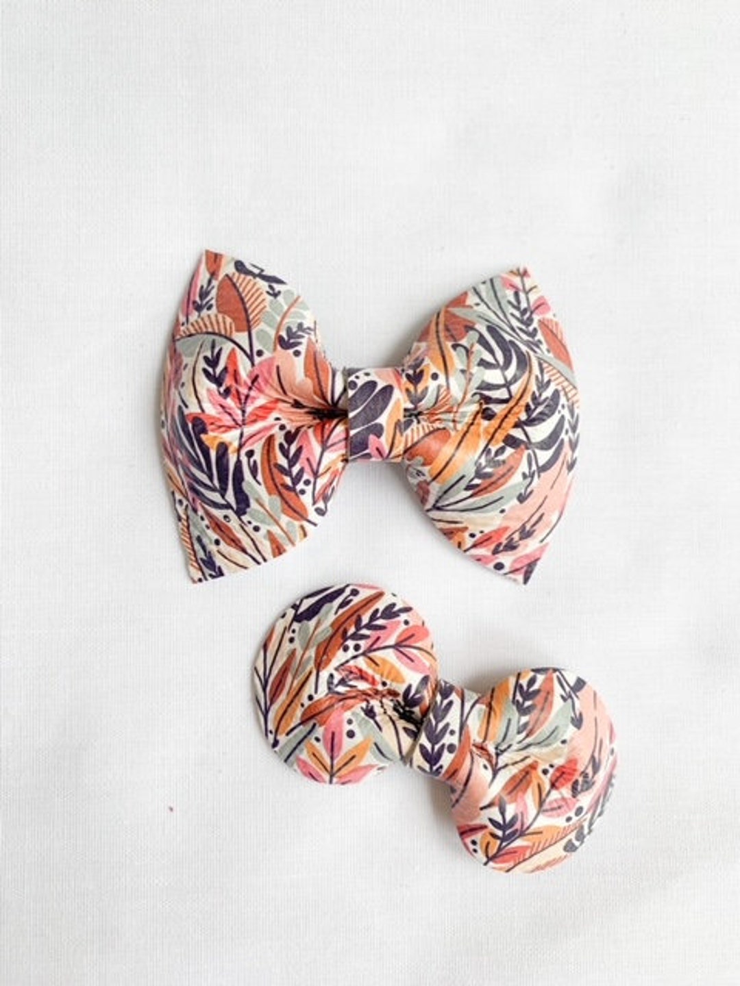 Fall Floral Handmade Leather Bow, Hair Bow, Bow Clip, Bow Headband ...