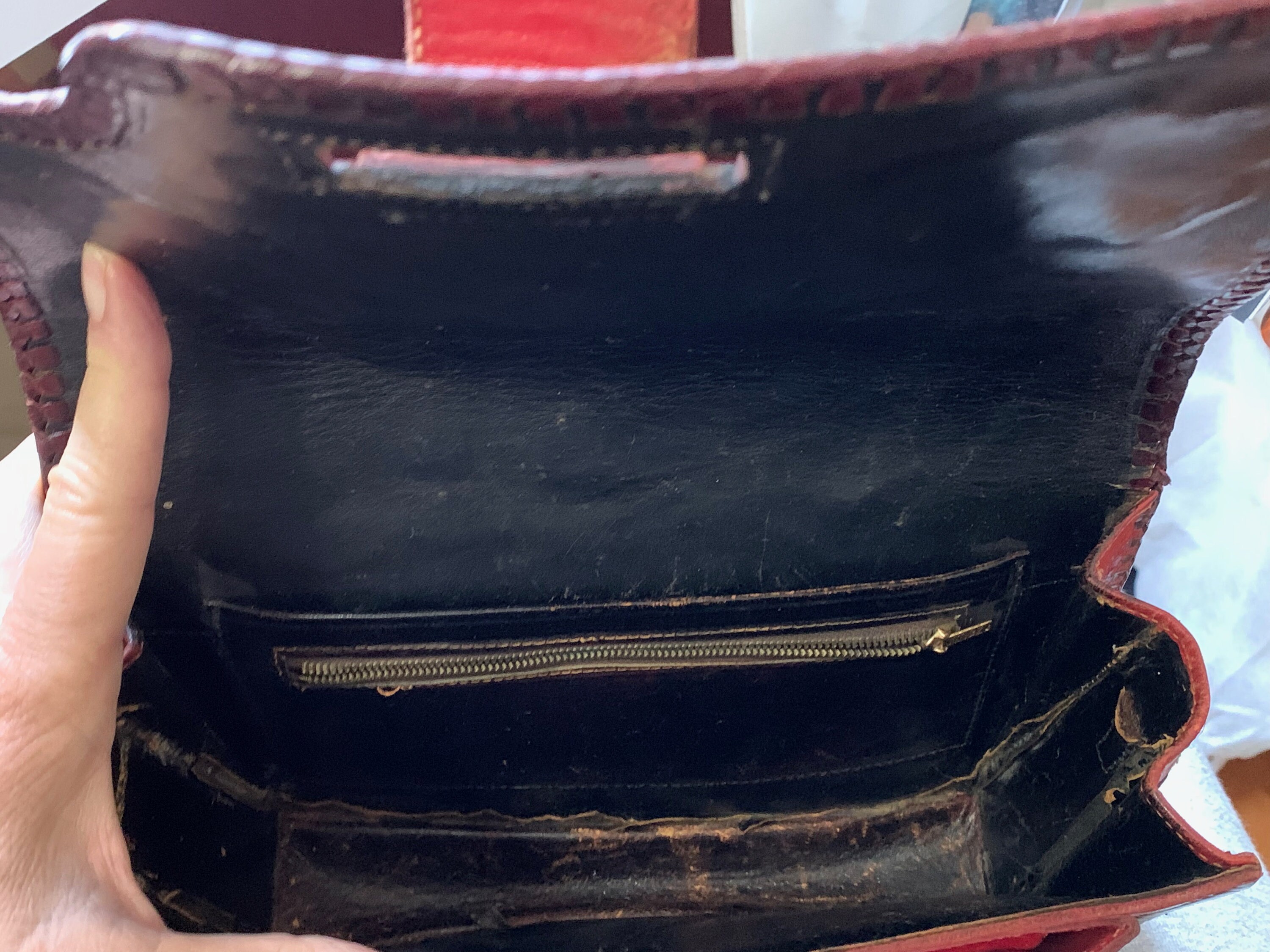 Vintage Western Red Hand Tooled Leather Handbag/clutch Purse - Etsy