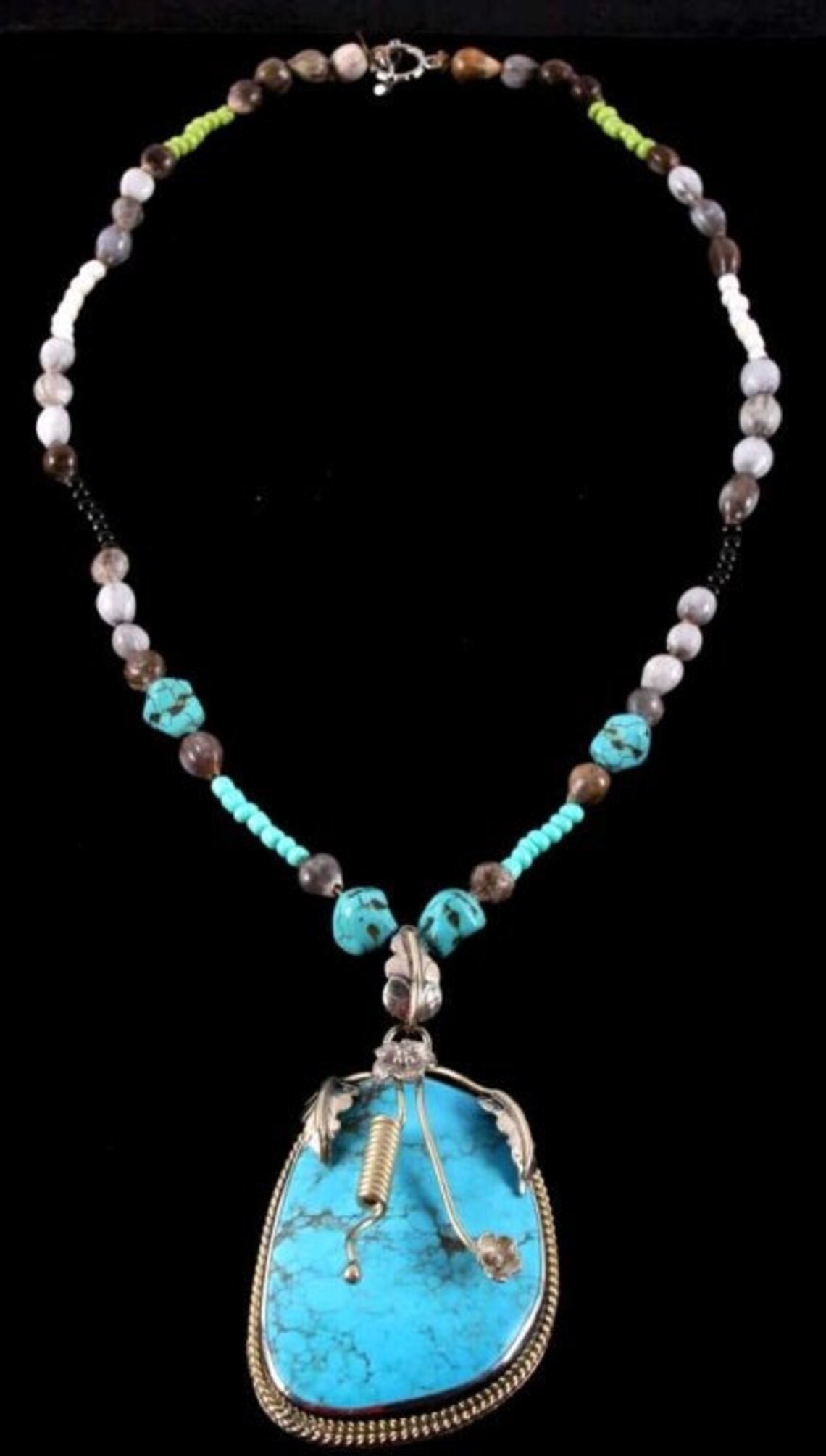 Navajo Large Turquoise Pendant Necklace - Etsy