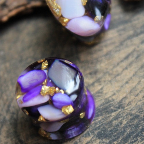 Purple Stone Gauge Purple Plug and Tunnel Pyrite Gauge Bridal - Etsy