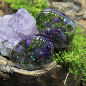 Teardrop Amethyst Plugs Drop Shaped Plug Double Flare Moss - Etsy