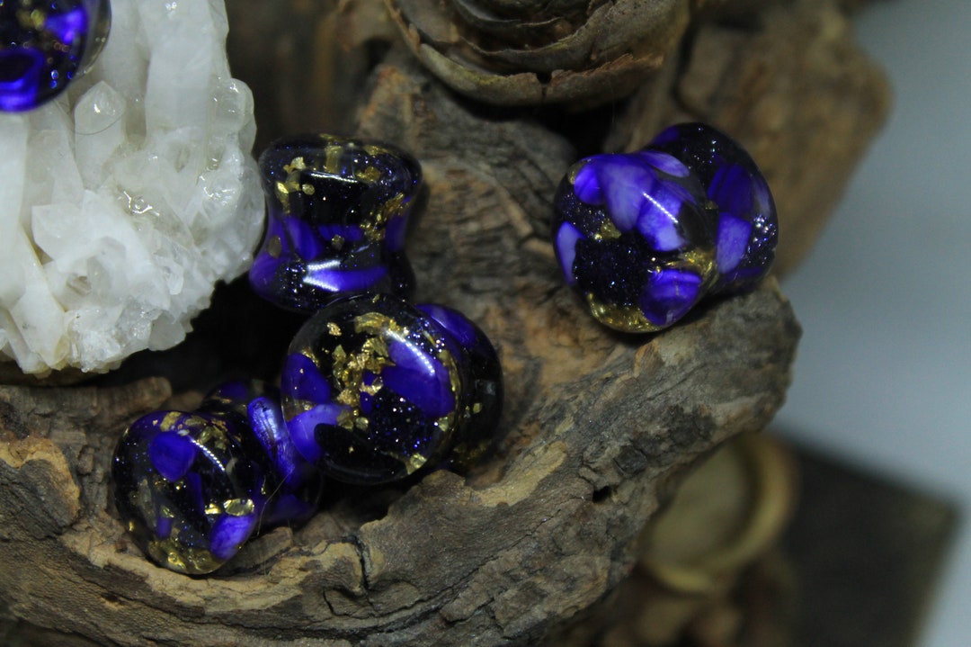 Purple Stone Gauge Purple Plug and Tunnel Aventurine Gauge Bridal Plug ...