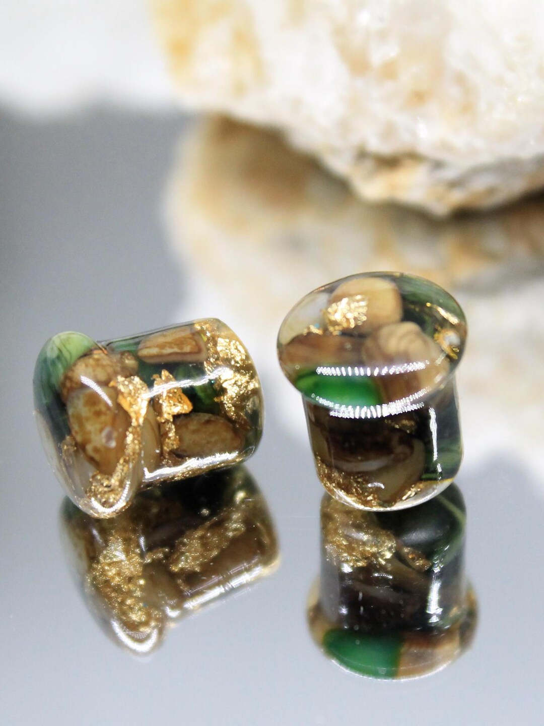 READY TO SHEAP 10 Mm Single Flare Convex Plug Gauges Green Wedding ...
