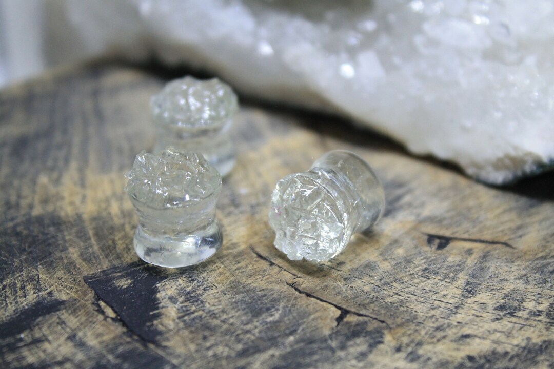 Geode Plugs Clear Gauges Druzy Plugs Clear Quartz Gauges for Bridal ...