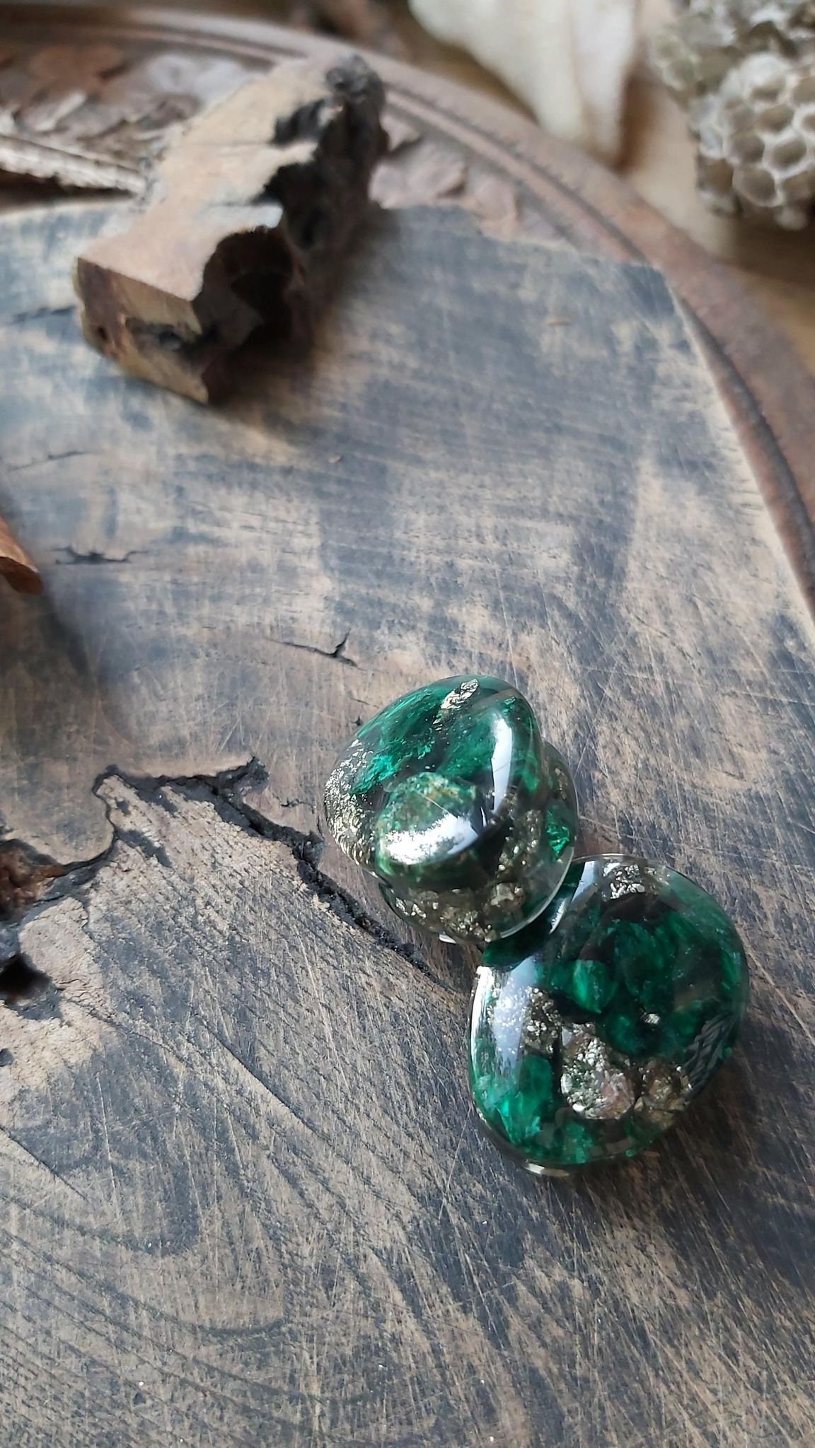 Teardrop Malachite Plugs Drop Shaped Plug Double Flare Pyrites | Etsy