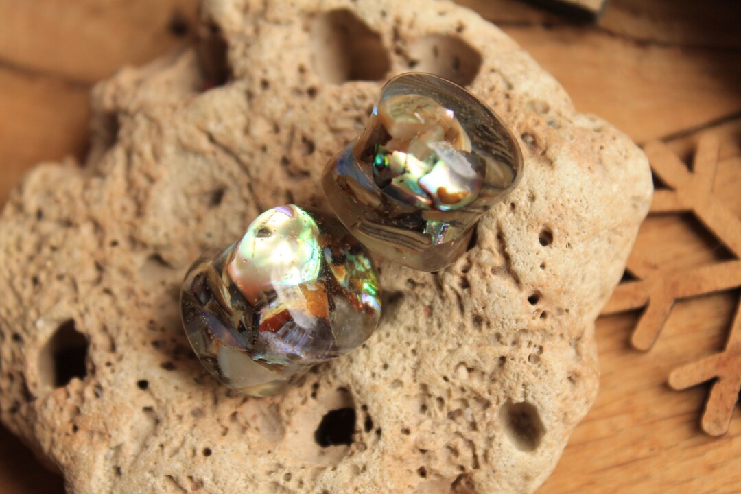 Abalone Plugs: Iridescent Rainbow Gemstone Gauges - Etsy