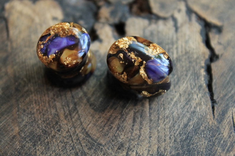 Teardrop Purple Plugs Drop Shaped Plug Gold Gauges Wedding - Etsy
