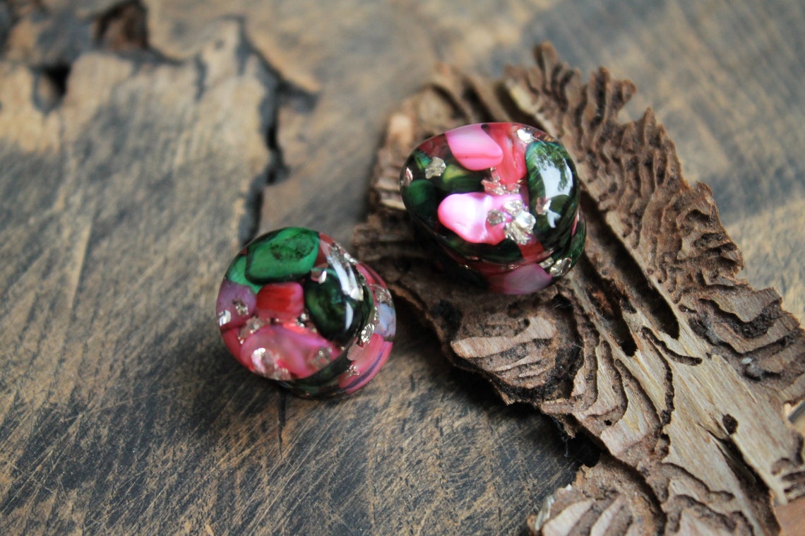 Pink Stone Gauge Green Plug and Tunnel Emerald Gauge Bridal - Etsy