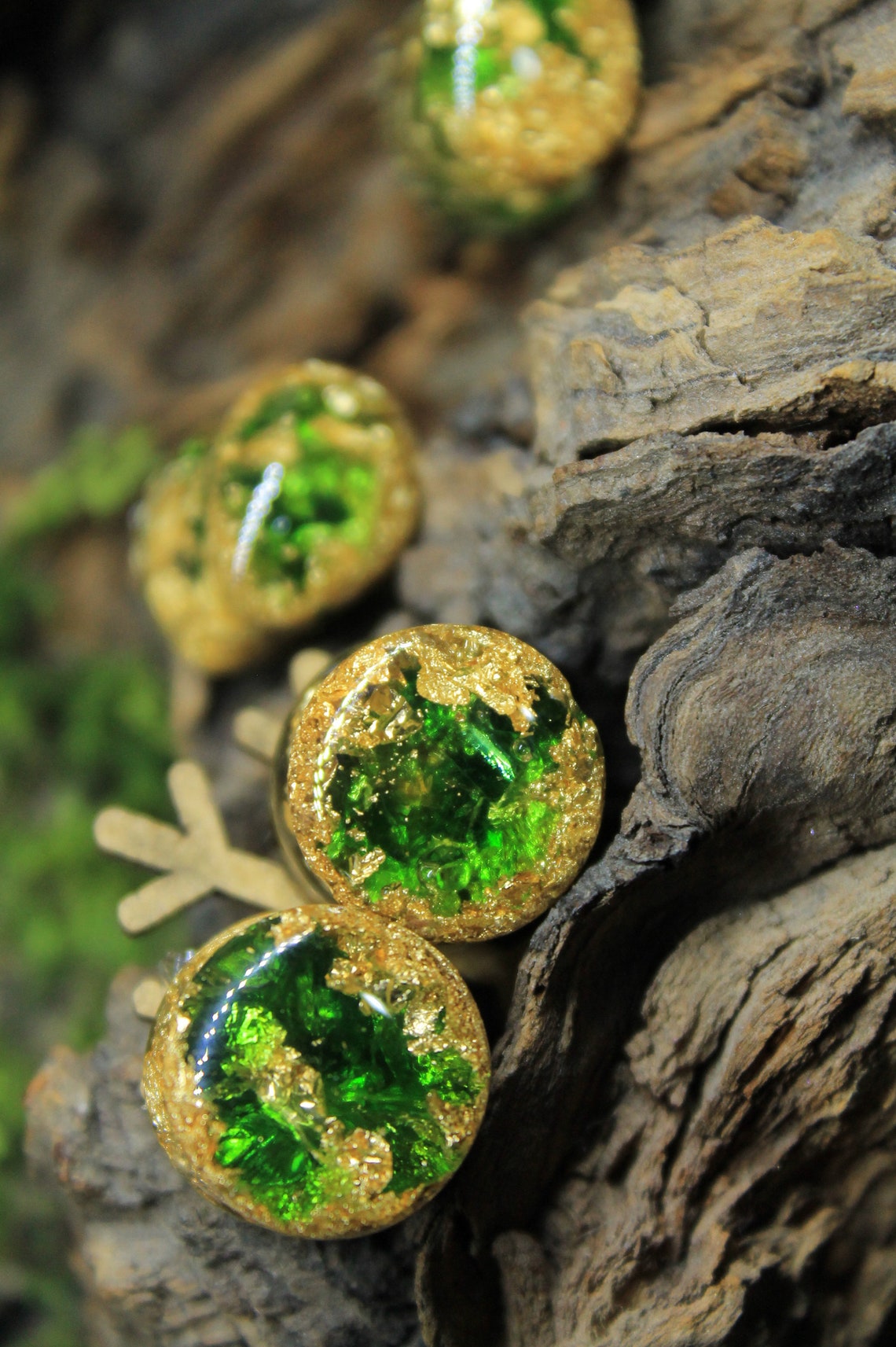 Dark Green Plugs Gold Gauges Green Wedding Plugs 0g 00g 1/2 | Etsy