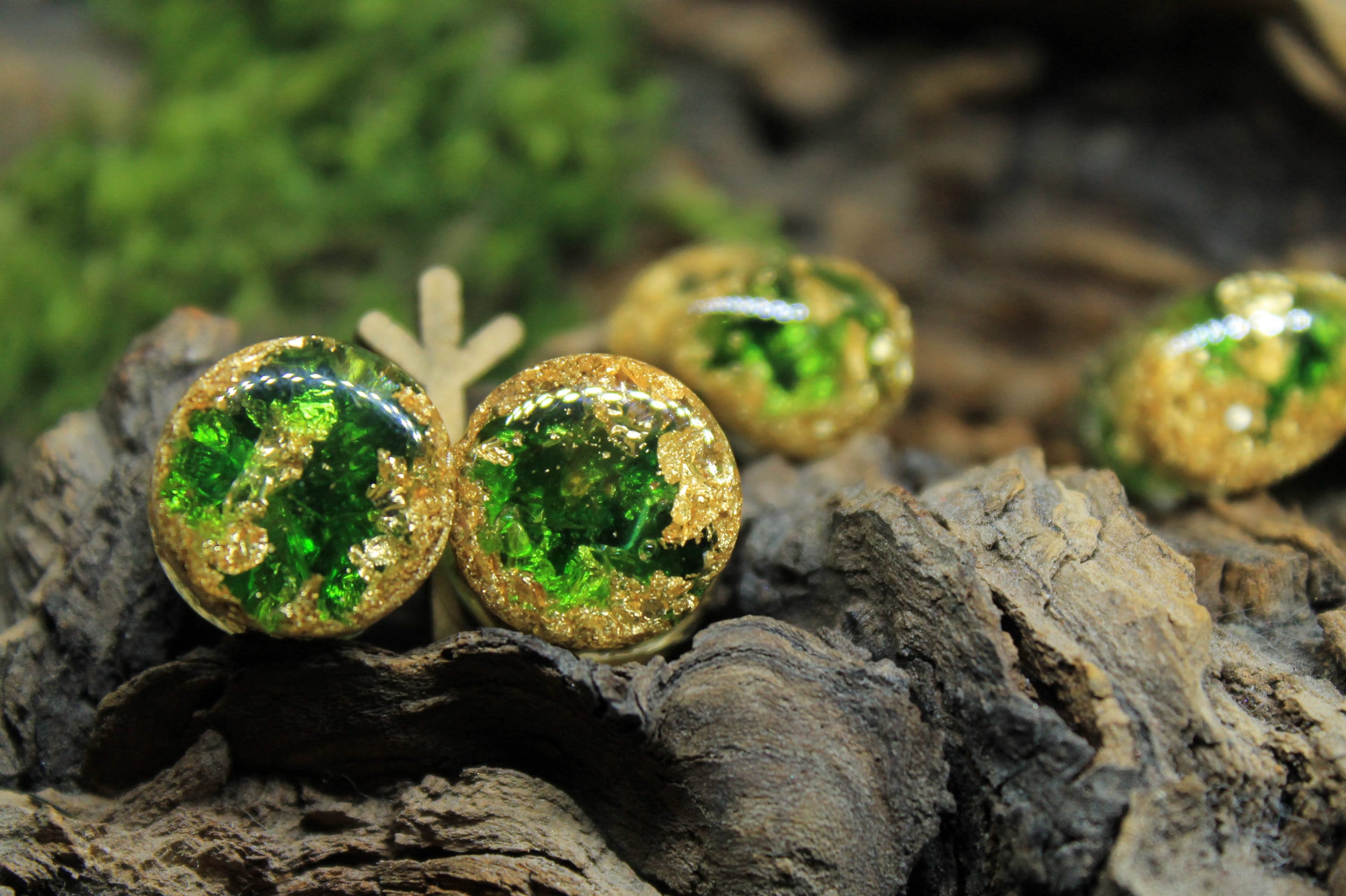 Dark Green Plugs Gold Gauges Green Wedding Plugs 0g 00g 1/2 | Etsy