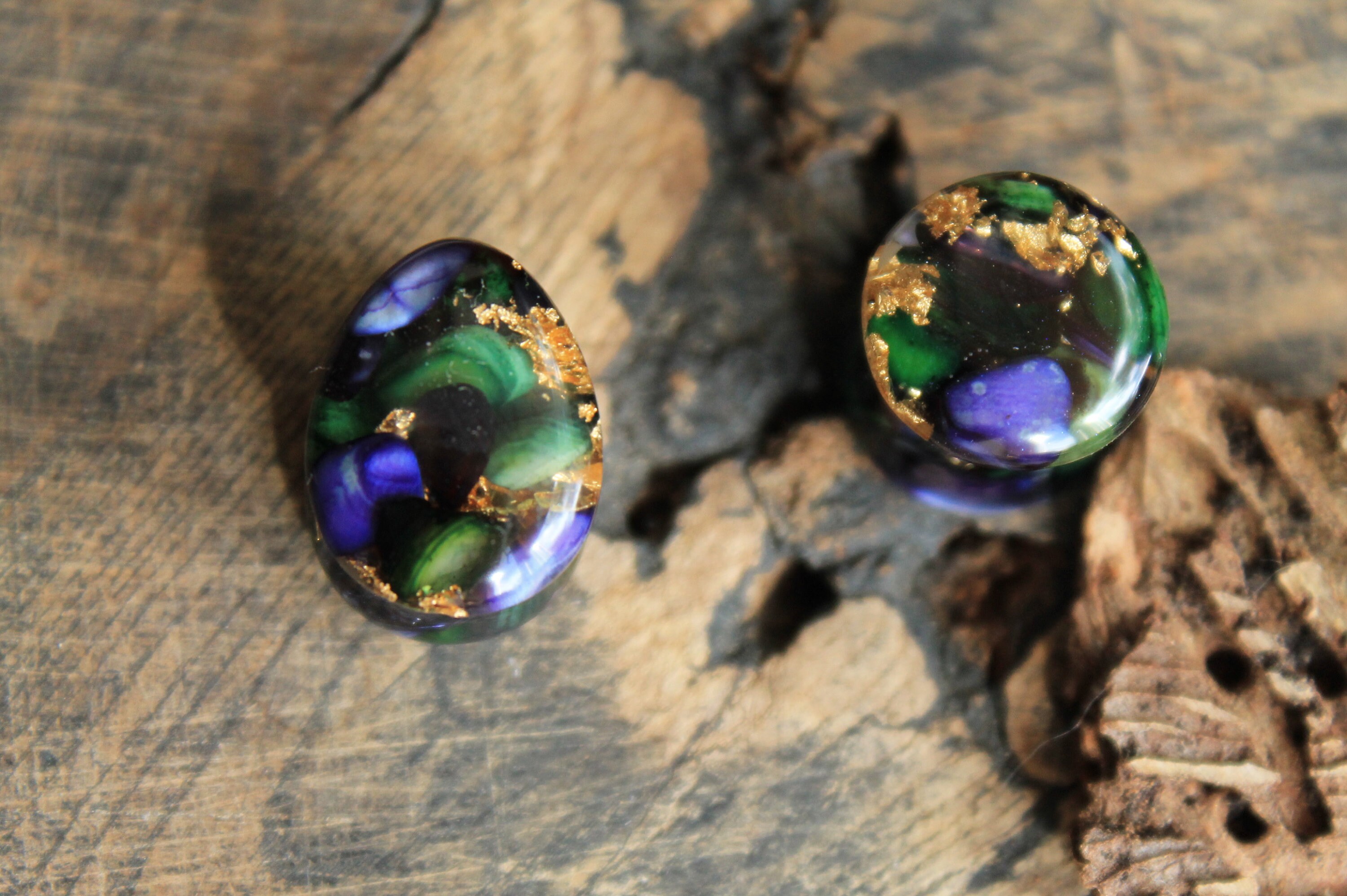 Teardrop Plug Green Gauge 00 Plugs Earrings Purple Plug 2g 0g | Etsy