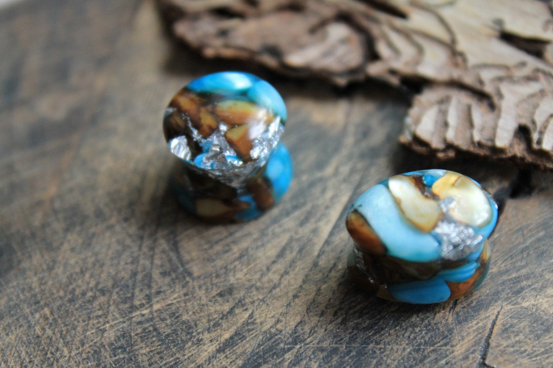 Turquoise Plugs Brown Stone Plugs 12mm Gauges Turquoise Tunnel 20mm ...