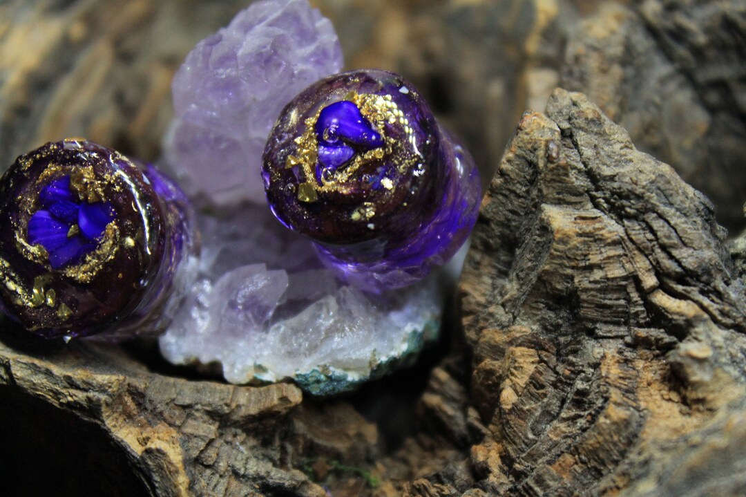 Purple Stone Gauge Purple Plug and Tunnel Gold Gauge Bridal Plugs 00 ...